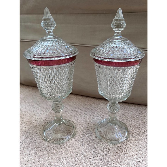unknown | Dining | Vintage Ruby And Clear Glass Stemmed Candy Dishes ...